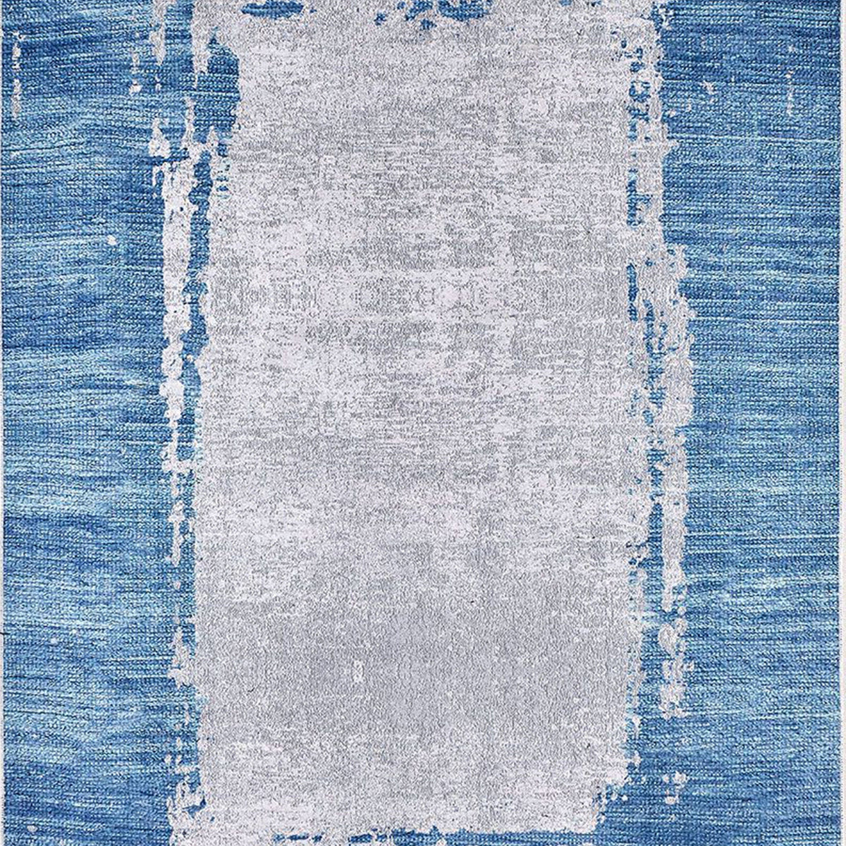 Rama Abstract Blue Border Gray Rug – fame