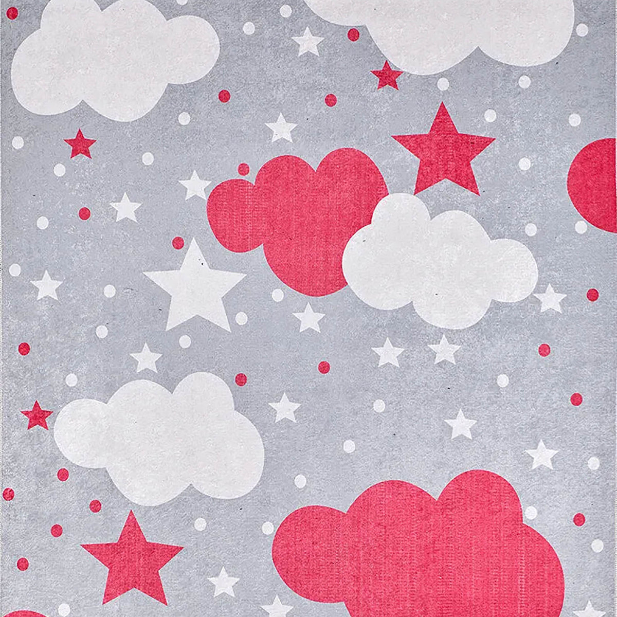 Mulan Cloudy Star Gray Red Kids Rug – fame
