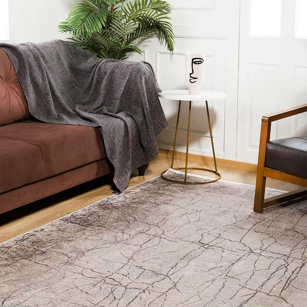 Belen Land Drought Light Powder Color luxury Decor Area Rug – fame